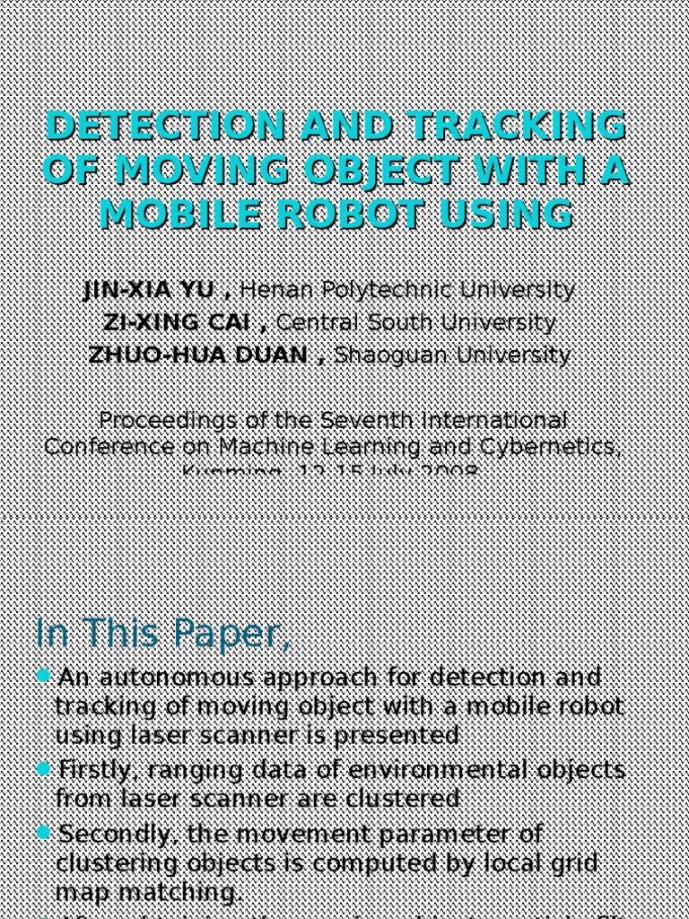 Detection and Tracking of Moving Object With A Mobile Robot Using Laser Scanner | Download Free ...