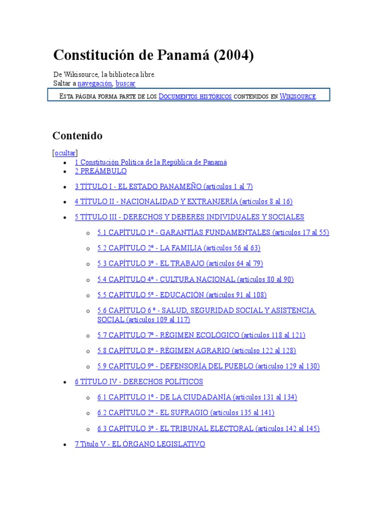 Constitución de Panamá de 1972-reformada en el 2004