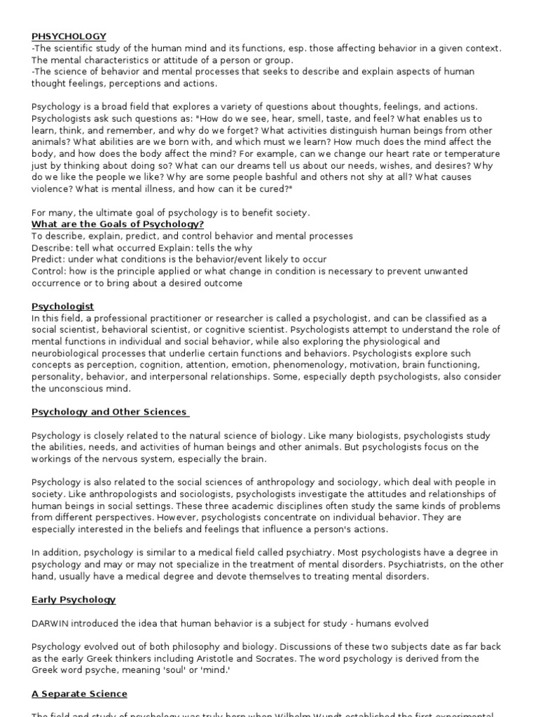 Introduction to Psychology Overview | PDF | Id | Psychology