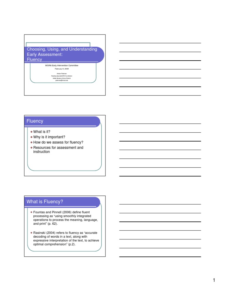 Fluency | PDF | Reading Comprehension | Reading (Process)
