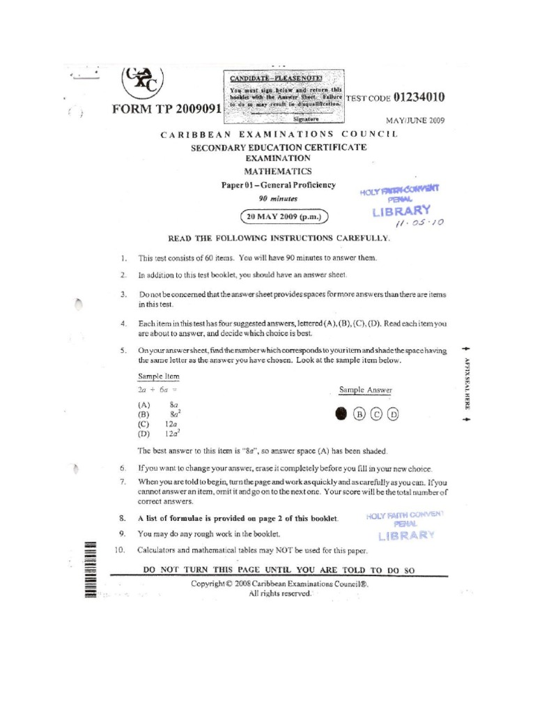 Maths P1 May 2009 | PDF