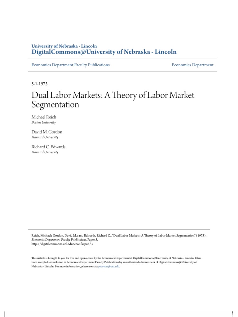 Dual Labor Market - A Theory of Labor Market Segmentation | PDF