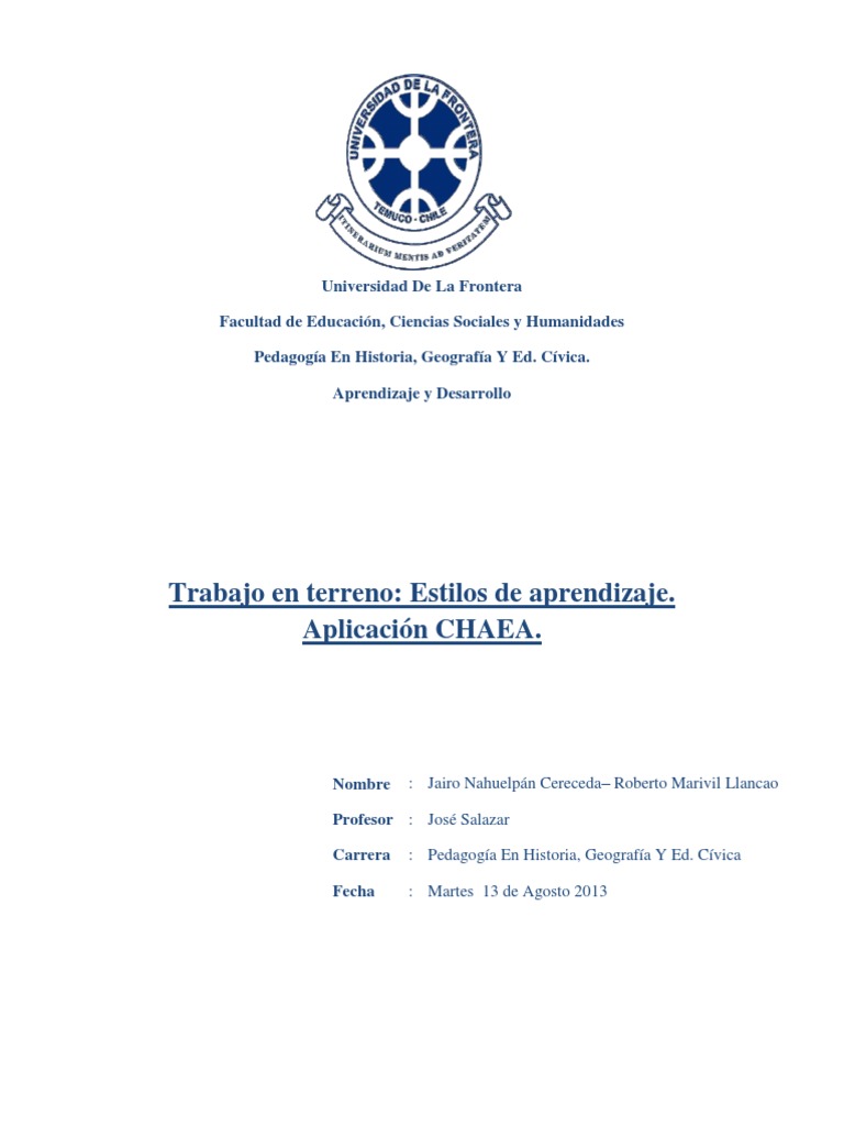 Estilos de Aprendizaje. Aplicación Test CHAEA. | PDF | Aprendiendo ...