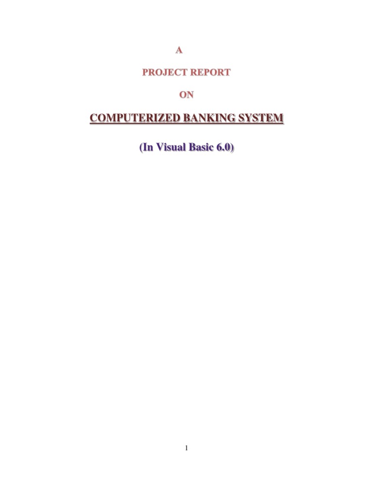 Computerized Banking System | Download Free PDF | Basic | Feasibility Study