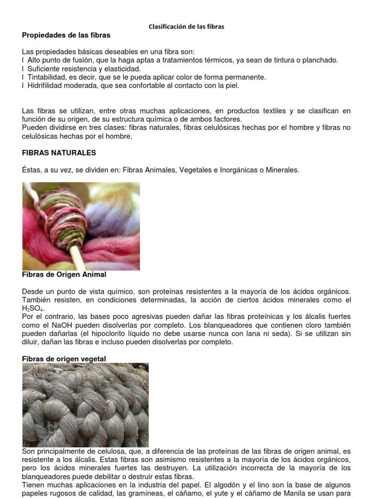 Clasificación de La Fibras | PDF | Bordado | Cordón