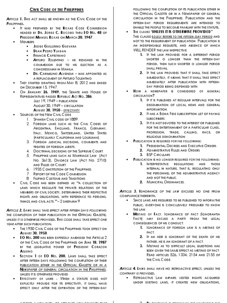 Civil Code of the Philippines | Ex Post Facto Law | Annulment Civil Code of the Philippines | Ex Post Facto Law | Annulment
