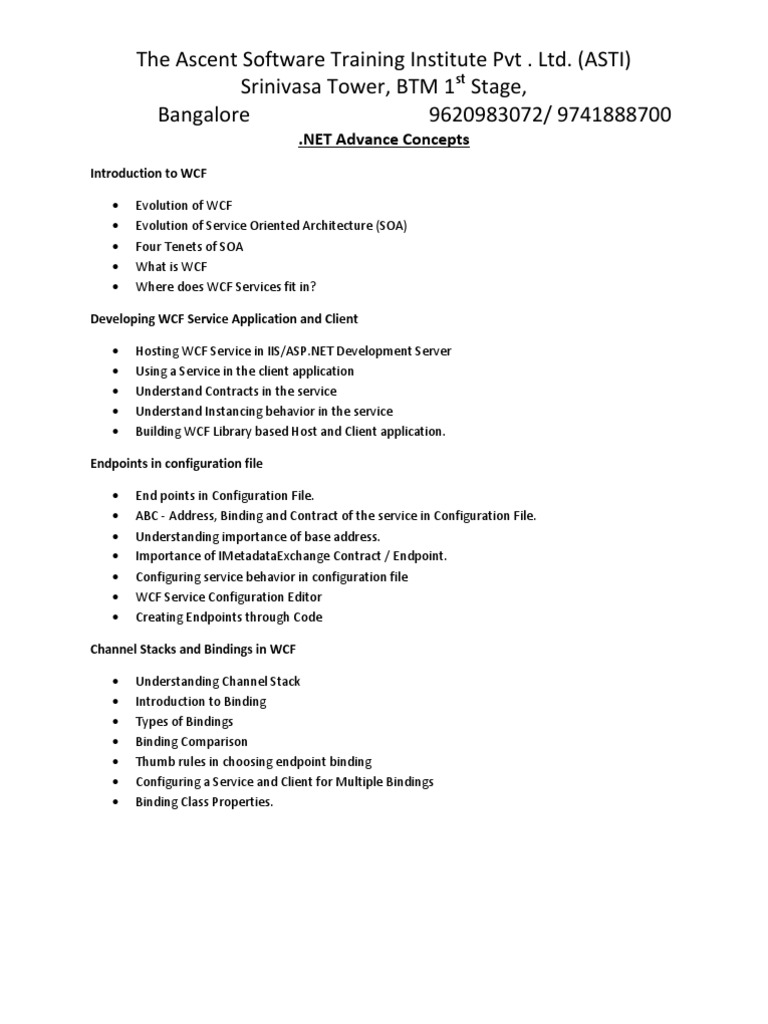 The Ascent Software Training Institute PVT - Ltd. (ASTI) Srinivasa ...