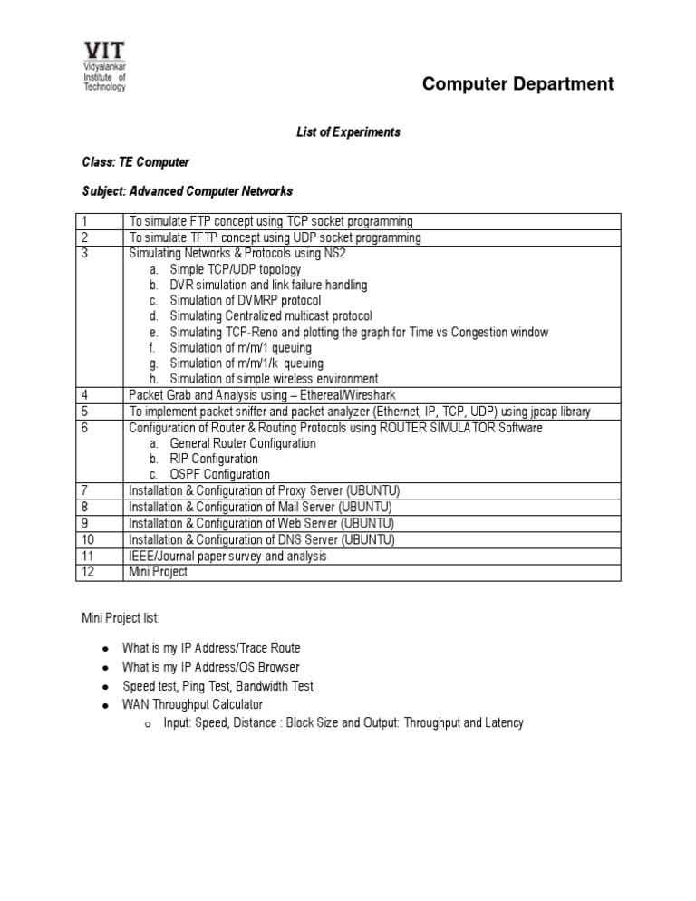 ACN Practical List | PDF | Computers