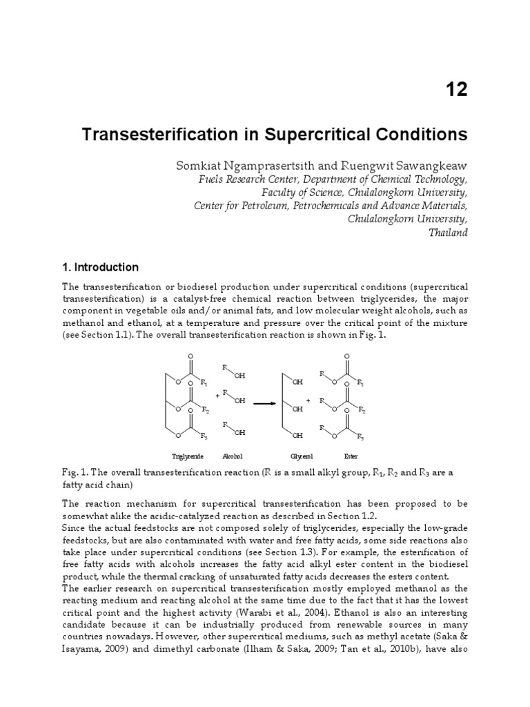 InTech-Transesterification in Supercritical Conditions PDF | PDF ...