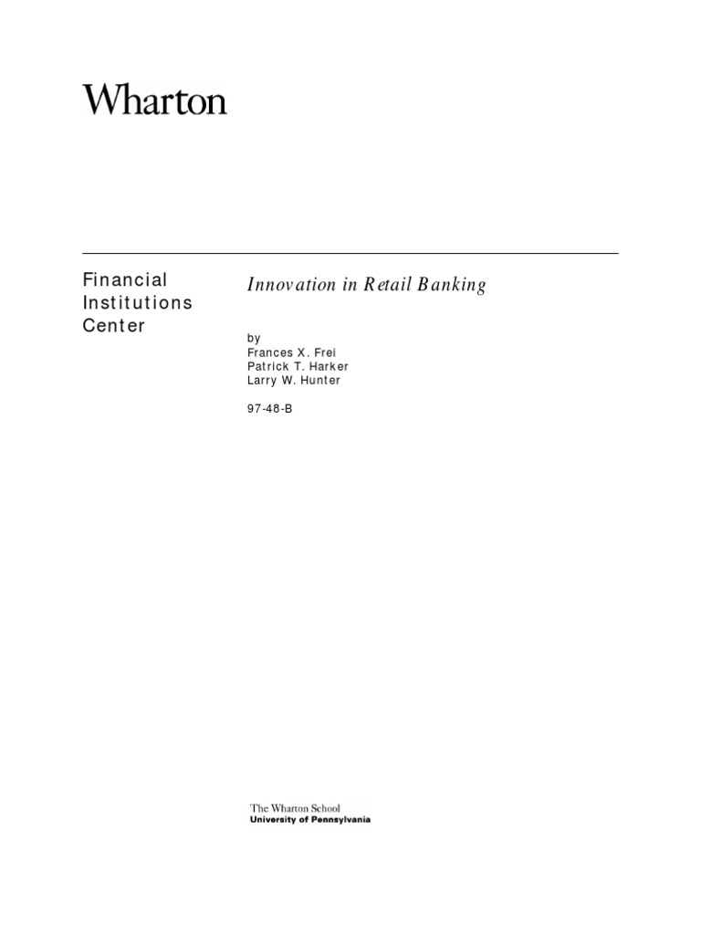 Innovation in Retail Banking: Financial Institutions Center | PDF