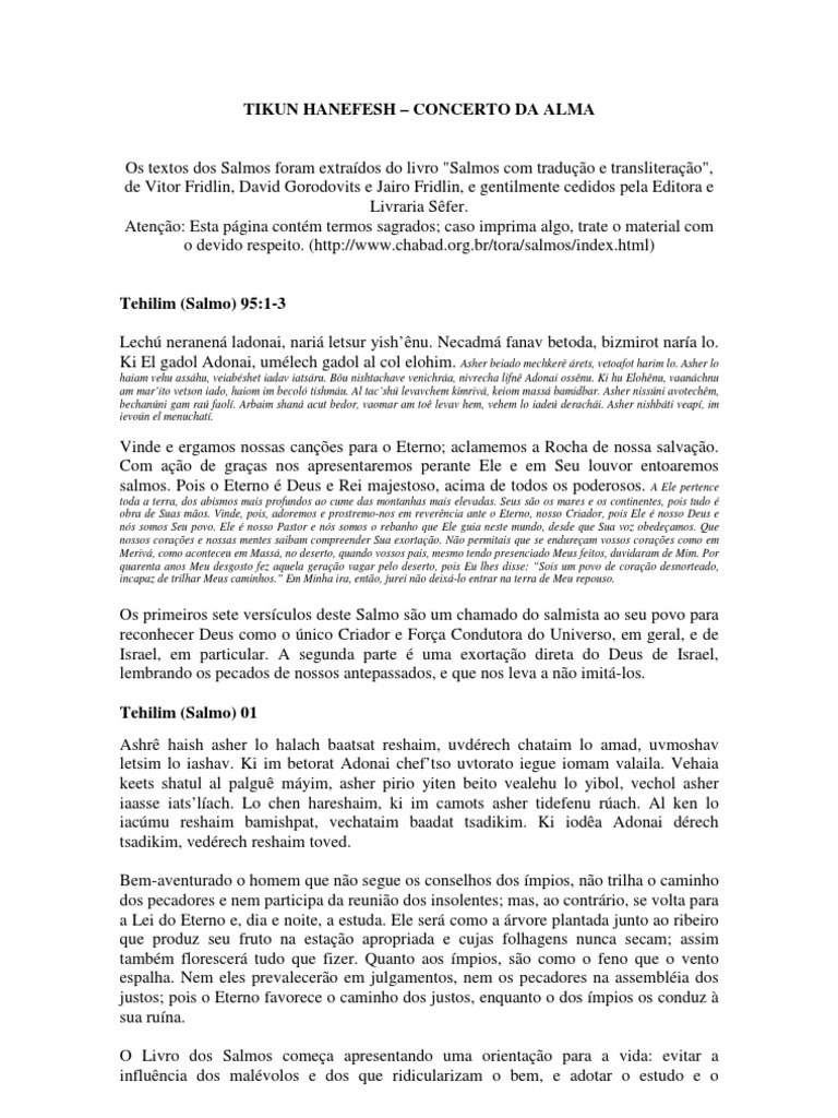 Tikun Hanefesh | PDF | Salmos | Santo