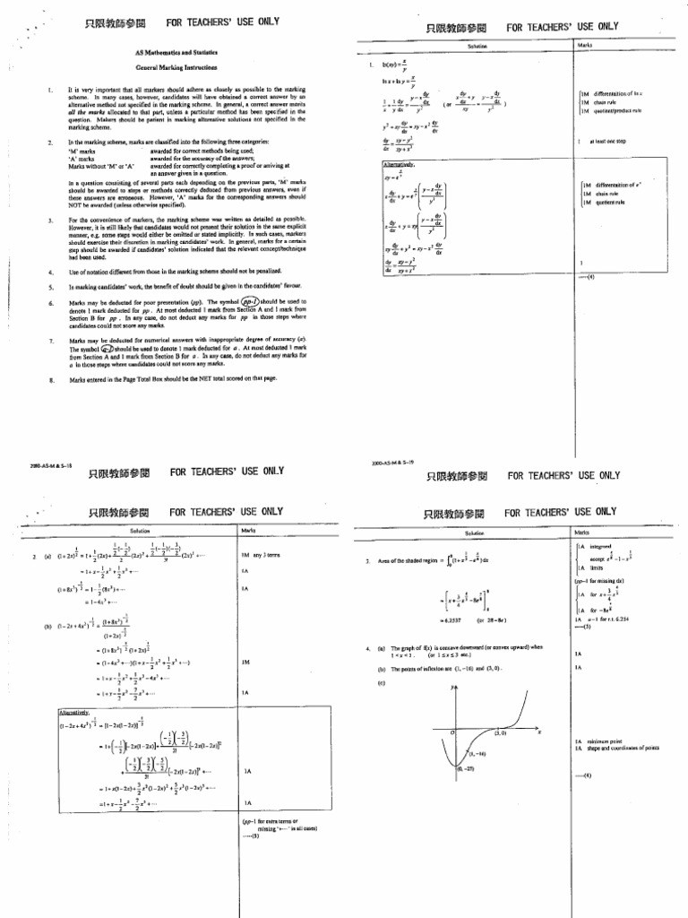 AL Maths & Stat.2000 - MarkingScheme | PDF