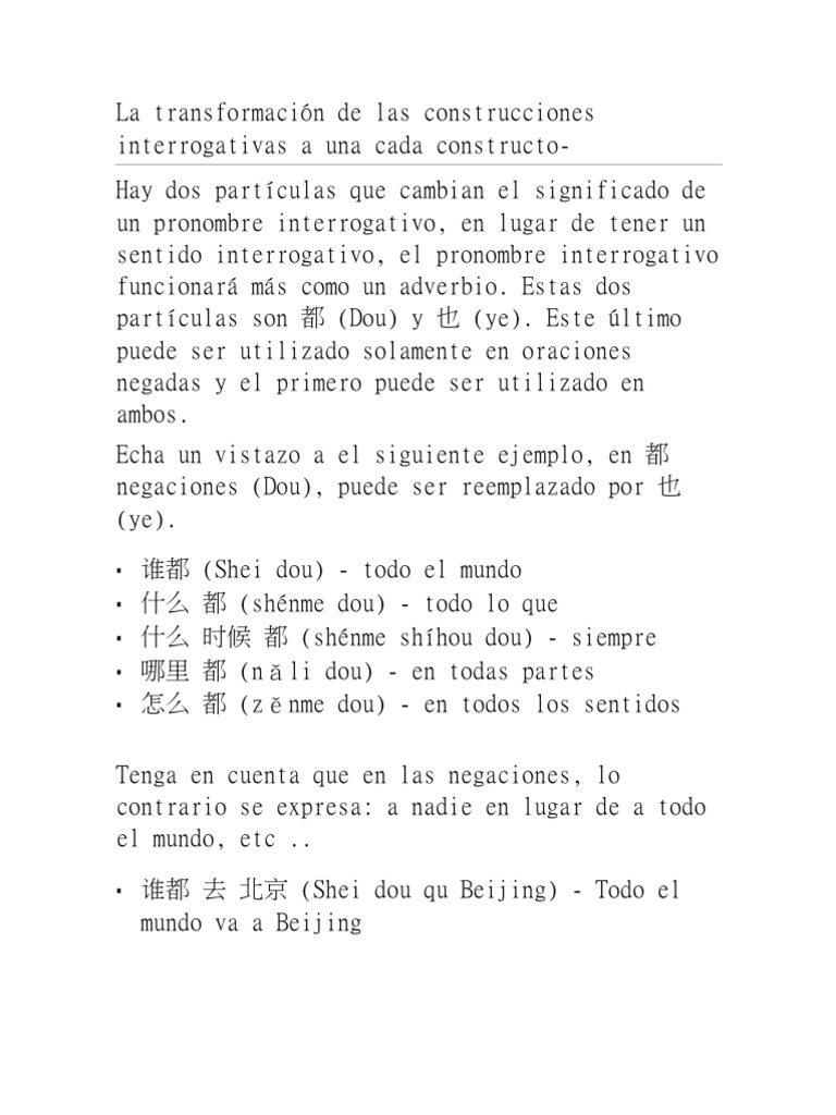Gramática3 - Chino Mandarín | PDF | Idioma chino | Verbo
