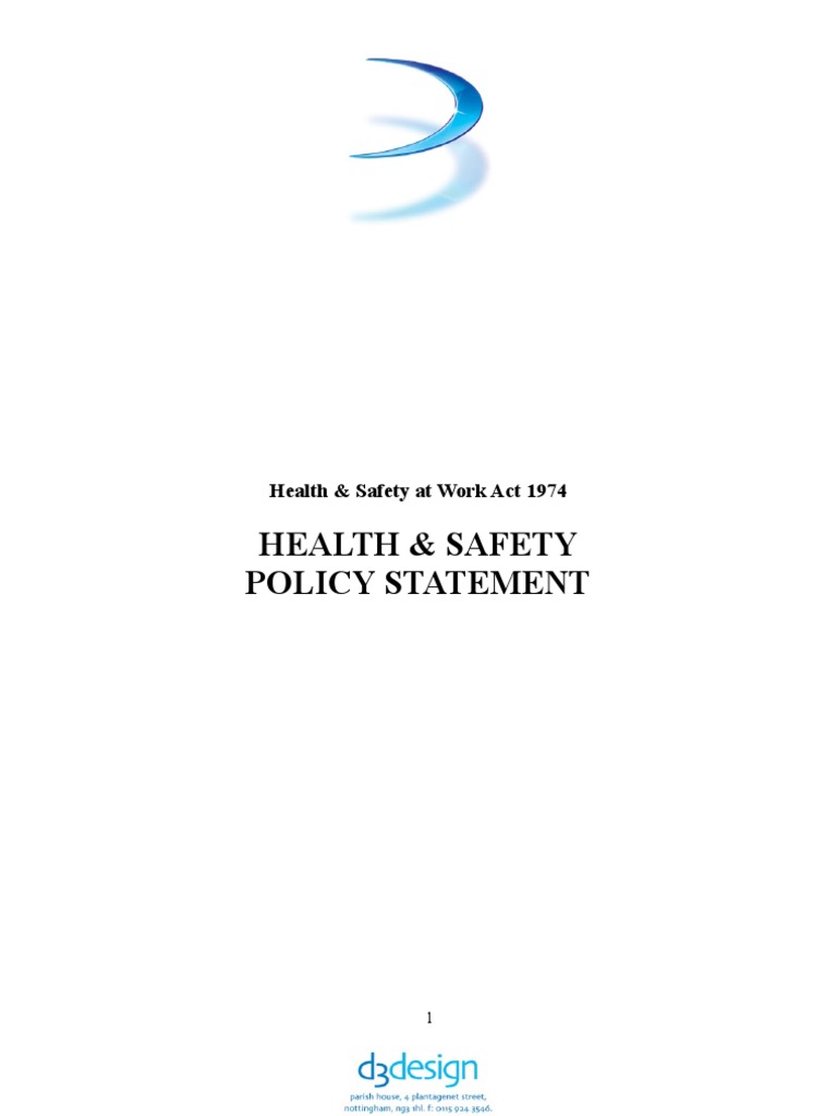 Health & Safety Policy Statement | PDF | Occupational Safety And Health ...