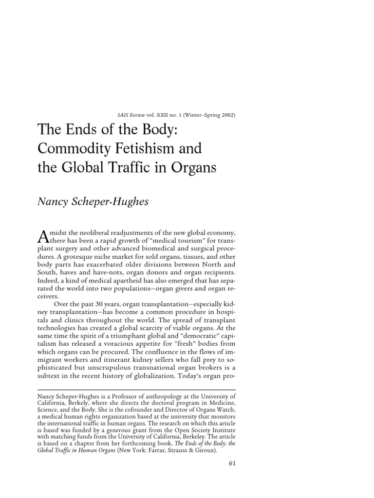 Scheper-Hughes The End of The Body | PDF | Organ Donation | Organ ...