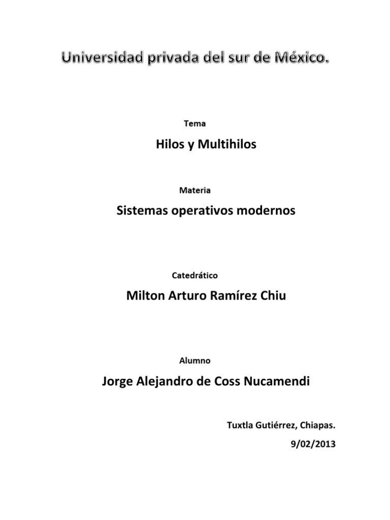 Hilos y Multihilos | PDF | Hilo (Computación) | Concurrencia (informática)