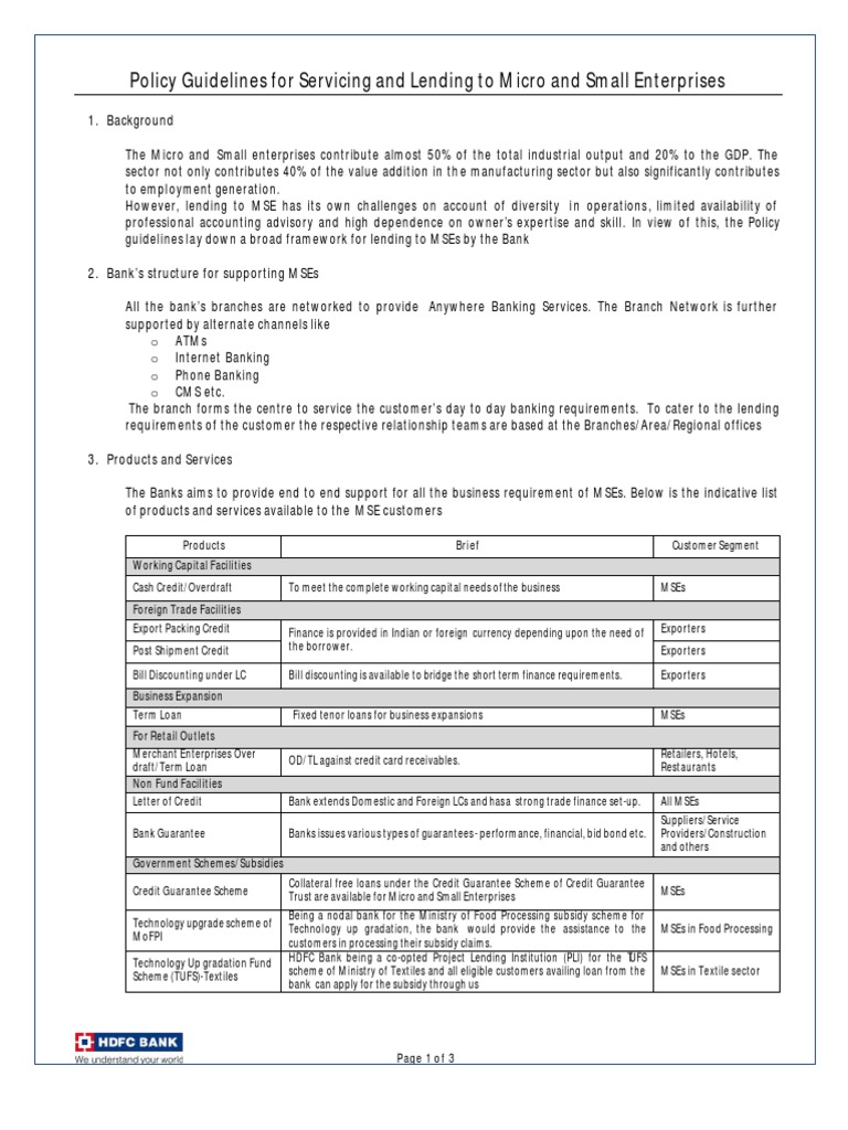 Policy Guidelines HDFC | PDF | Banks | Credit (Finance)