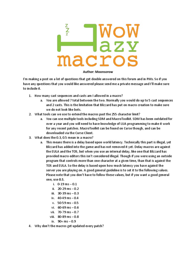 Macro FAQ - How To's - WoW Lazy Macros