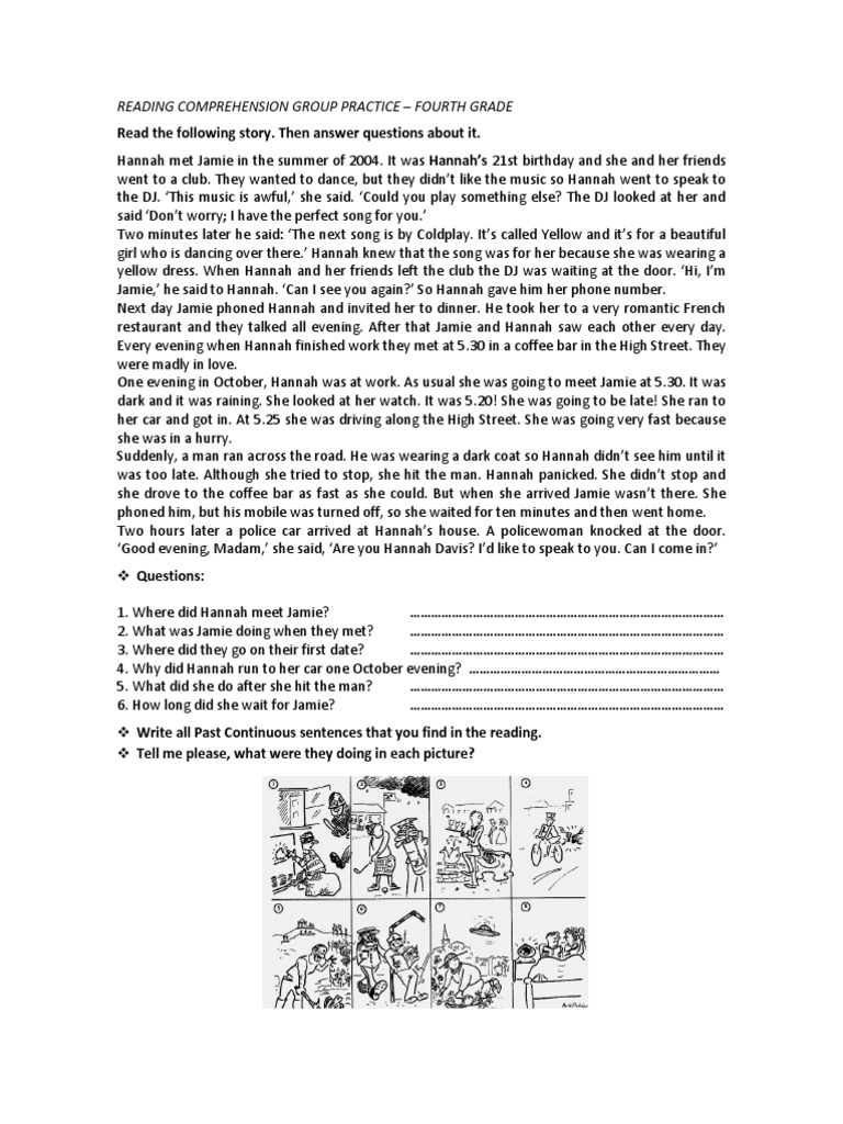 Reading Comprehension Practice in Past Continuous | Download Free PDF ...
