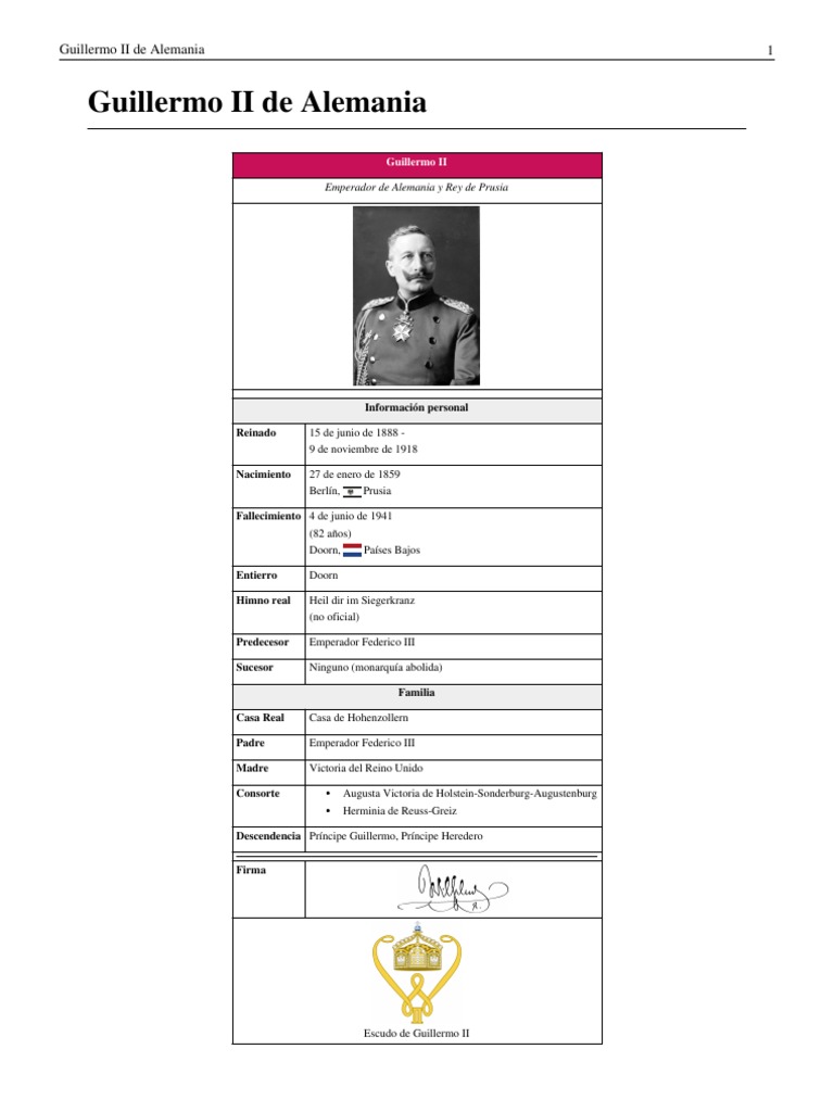 Guillermo II: Último Káiser de Alemania | PDF | Wilhelm Ii | Otto Von ...