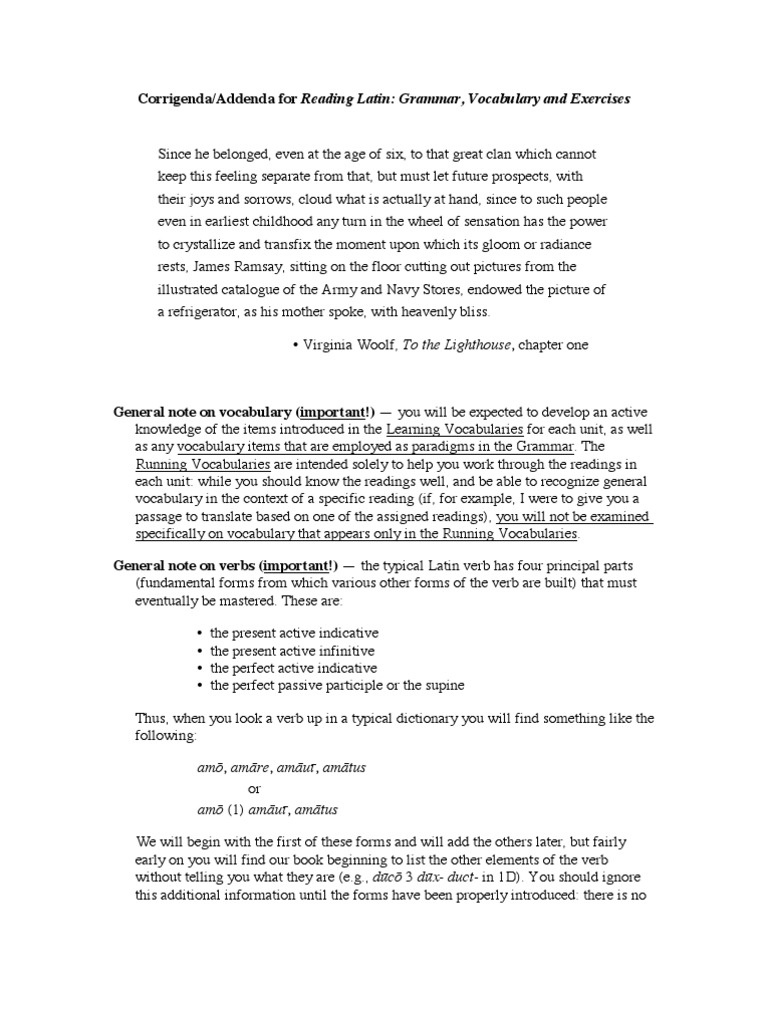 Corrigenda Do Reading Latin | PDF | Clause | Linguistics