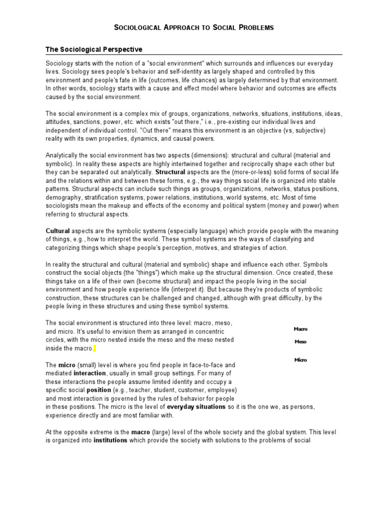 Sociological Approach To Social Problems | PDF | Sociology | Institution