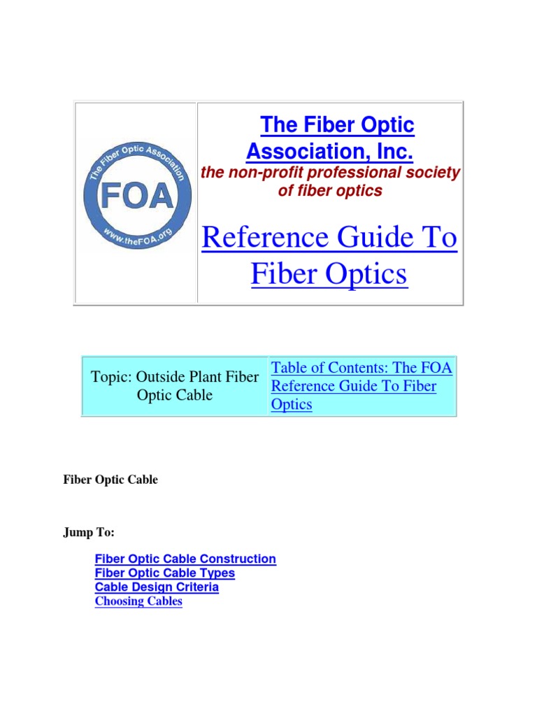Reference Guide To Fiber Optics: The Fiber Optic Association, Inc | PDF ...