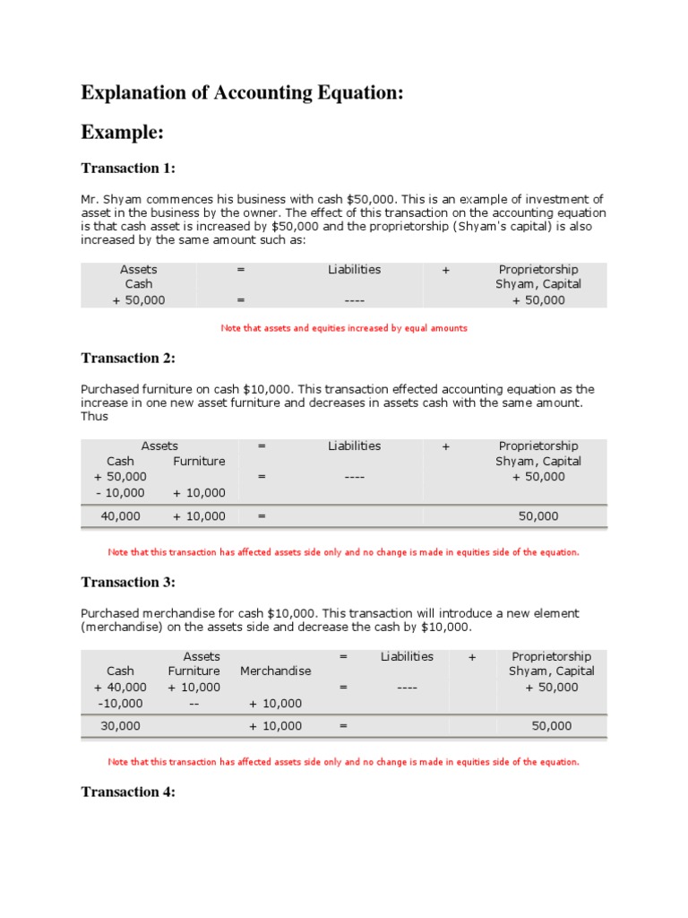 Understanding the Accounting Equation | PDF | Debits And Credits ...