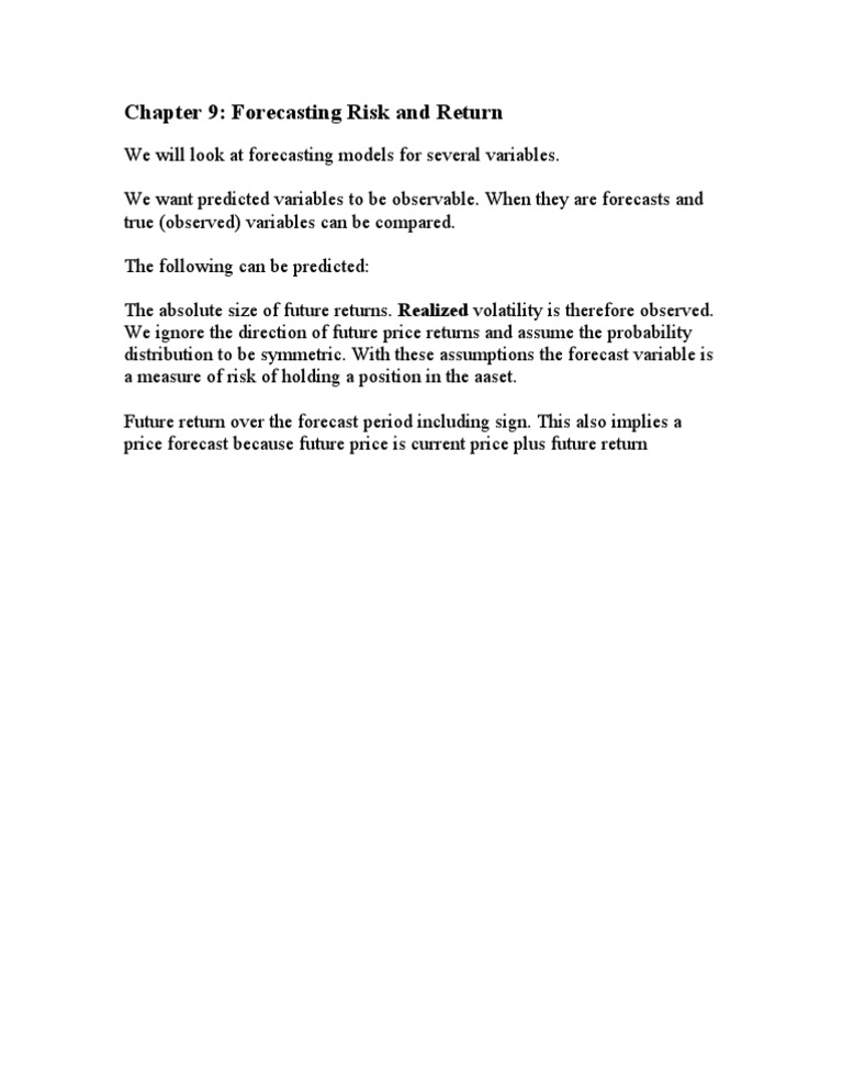 9 Forecasting Risk and Return | PDF