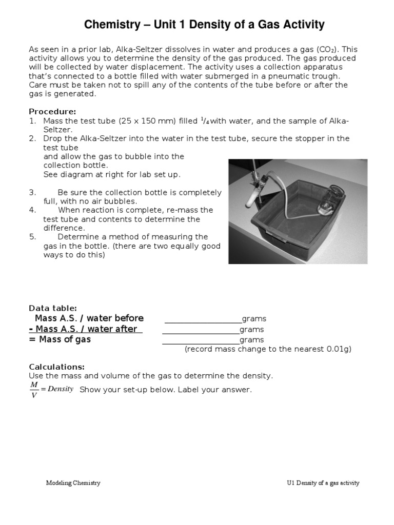 Density of Gas from Alka-Seltzer Lab | PDF | Science & Mathematics ...
