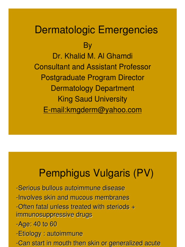 Dermatologic Emergencies Overview | PDF | Cutaneous Conditions ...