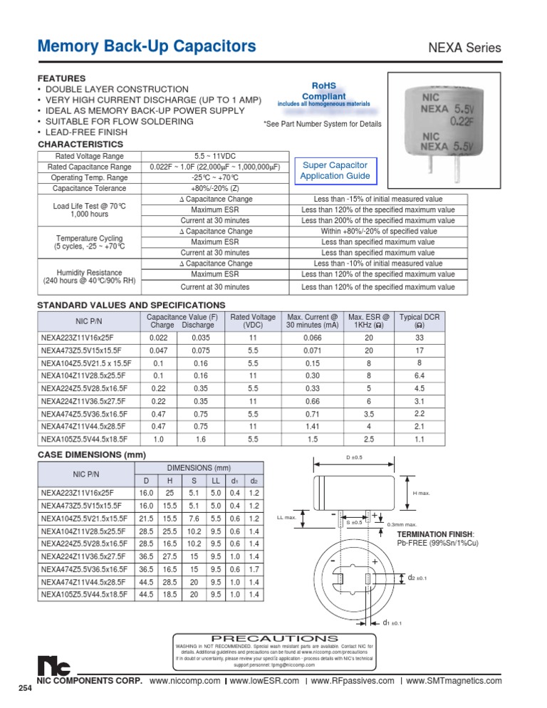 NIC Components NEXA Series | PDF | Capacitor | Physical Quantities