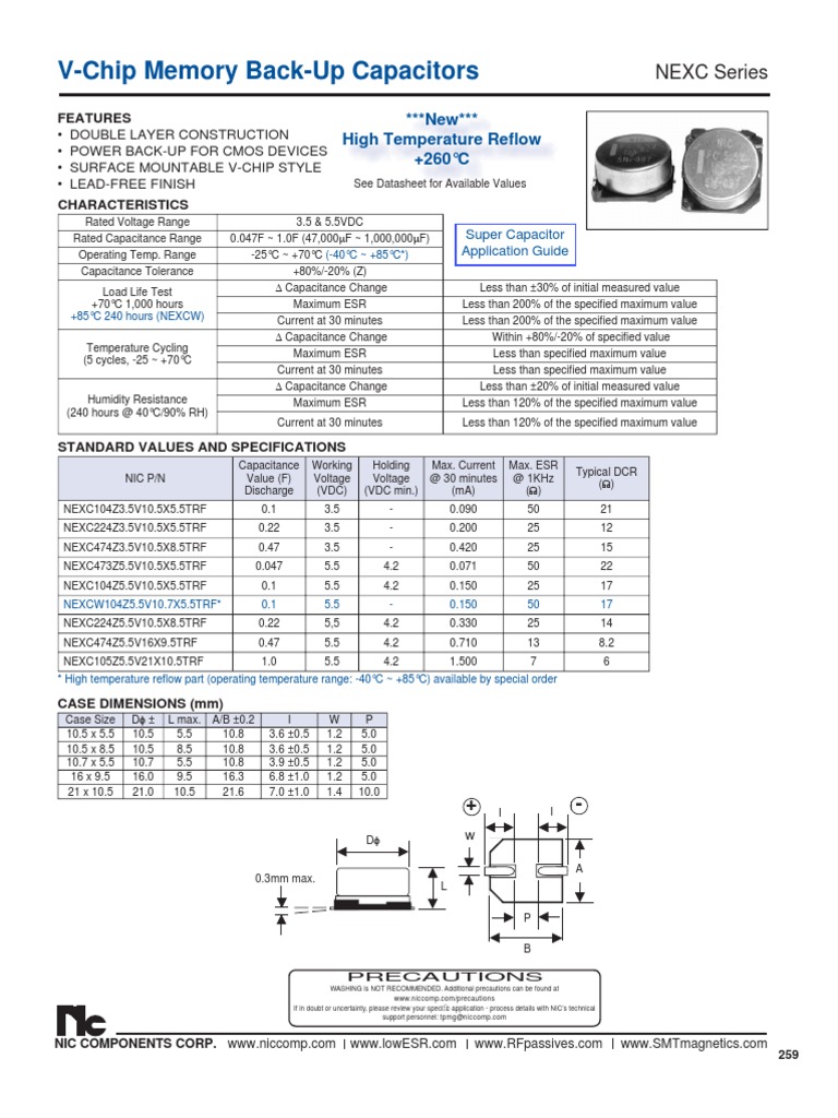 NIC Components NEXC Series | PDF | Capacitor | Capacitance