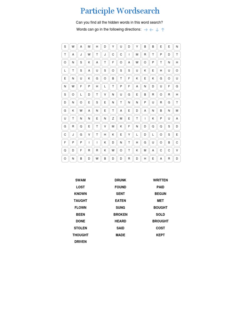 Participle Wordsearch | PDF | Foreign Language Studies