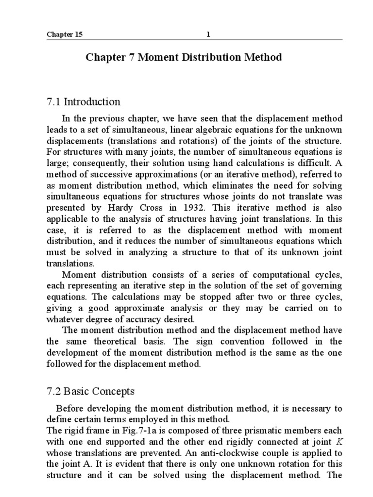 Chapter 7 Moment Distribution Method | PDF | Bending | Equations