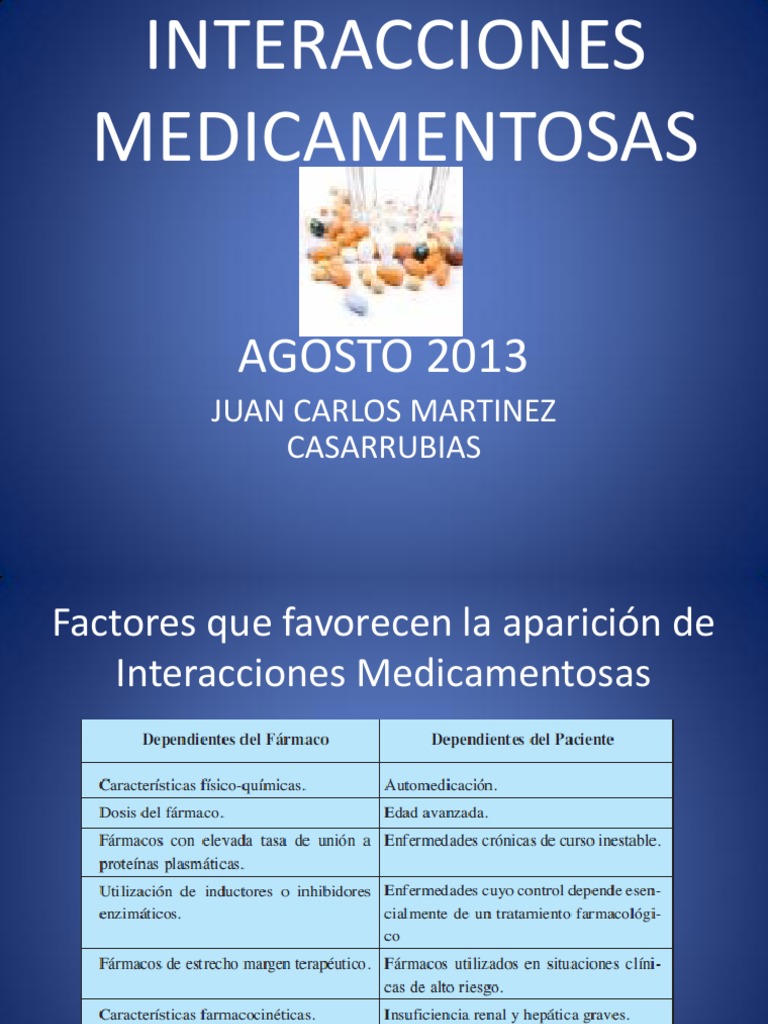 Interacciones Farmacológicas Conceptos Generales Sobre Interacciones