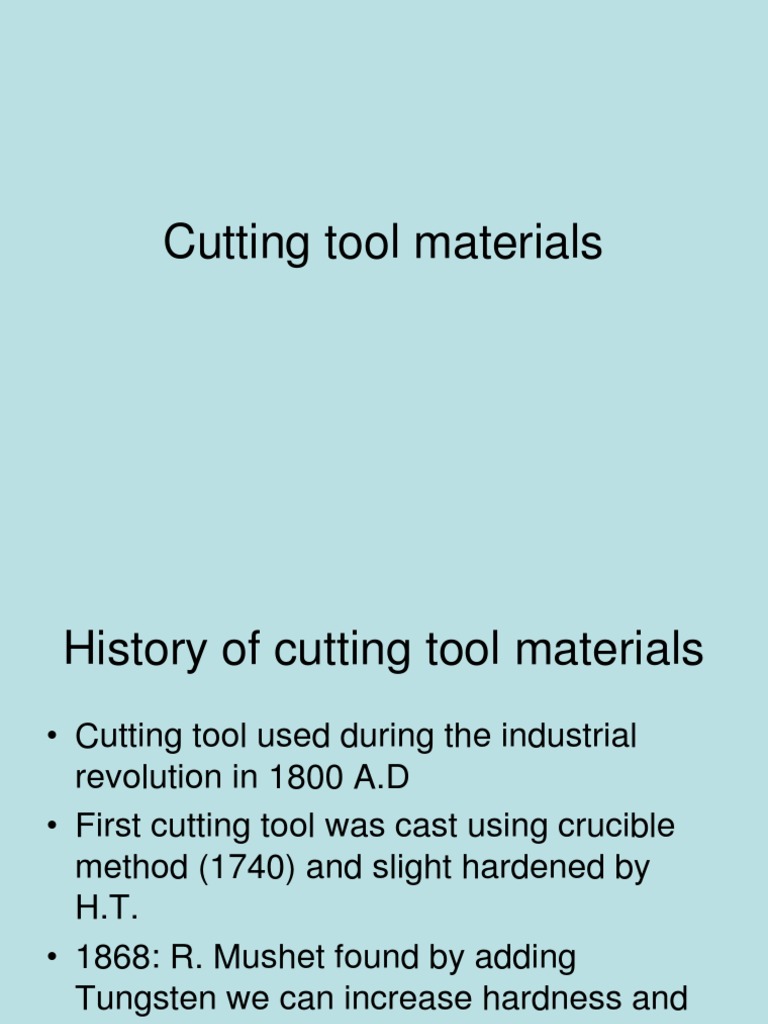 Cutting Tool Materials | PDF | Steel | Tungsten