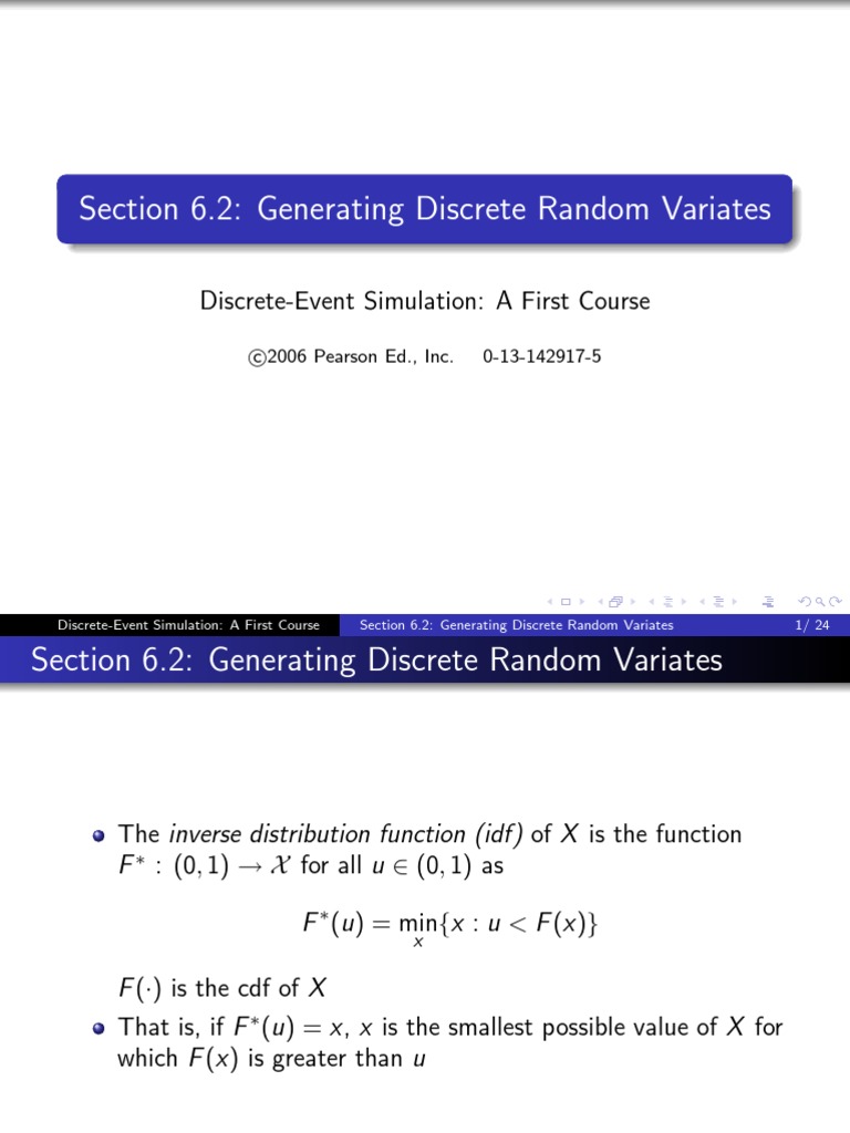 Generating Discrete Random Variates | PDF | Probability Distribution ...