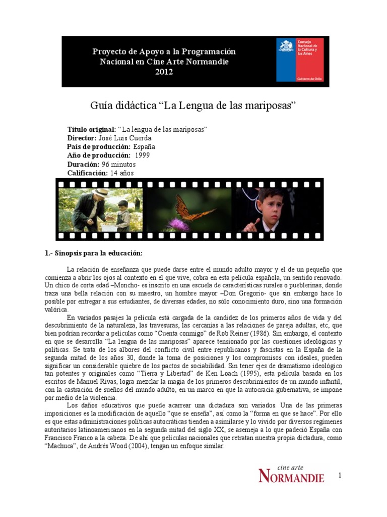 Guía didáctica: La lengua de las mariposas | PDF | Estudios de idiomas ...