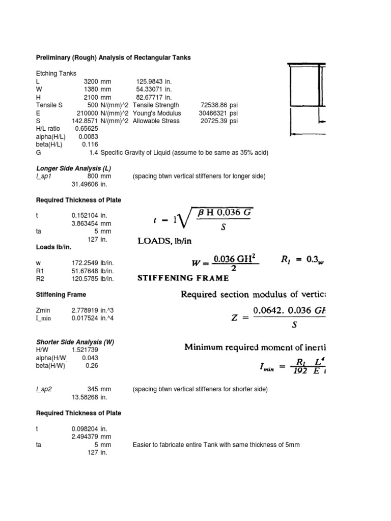 Rectangular Tank Analysis | PDF