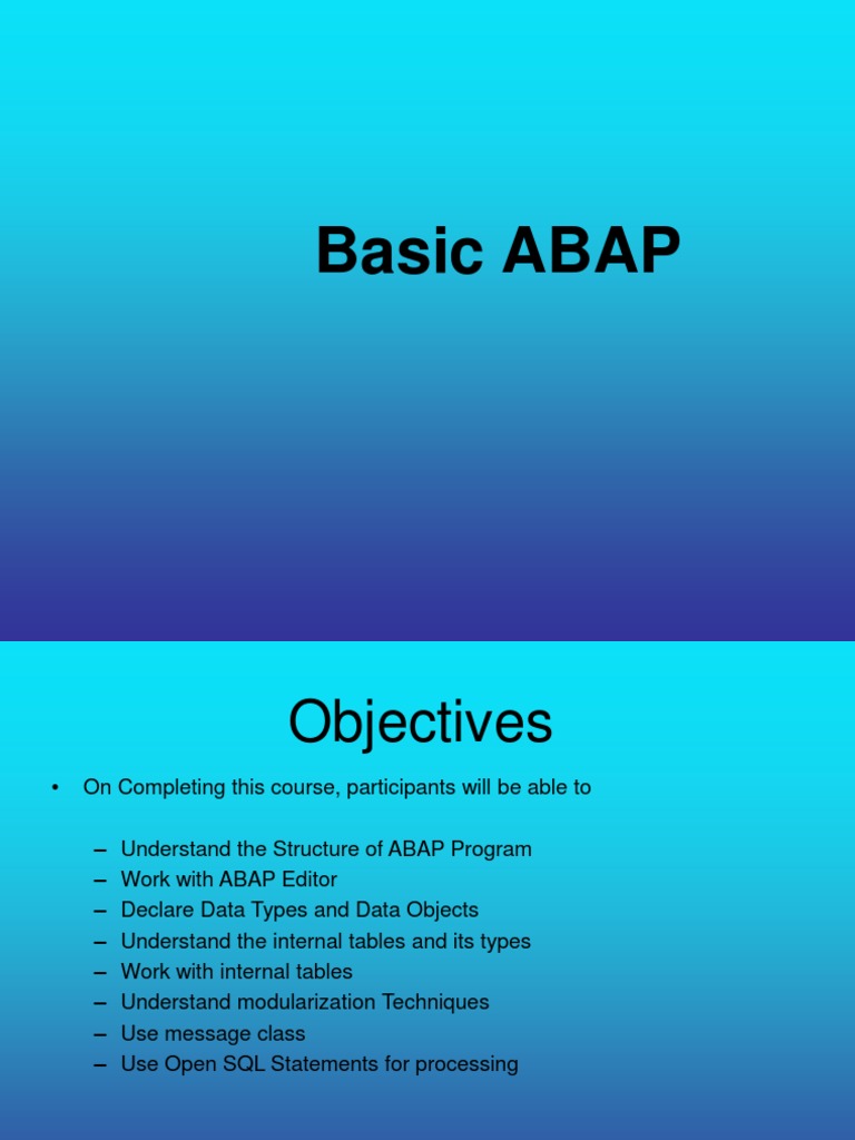 Complete Abap Basic | PDF | Subroutine | Sql