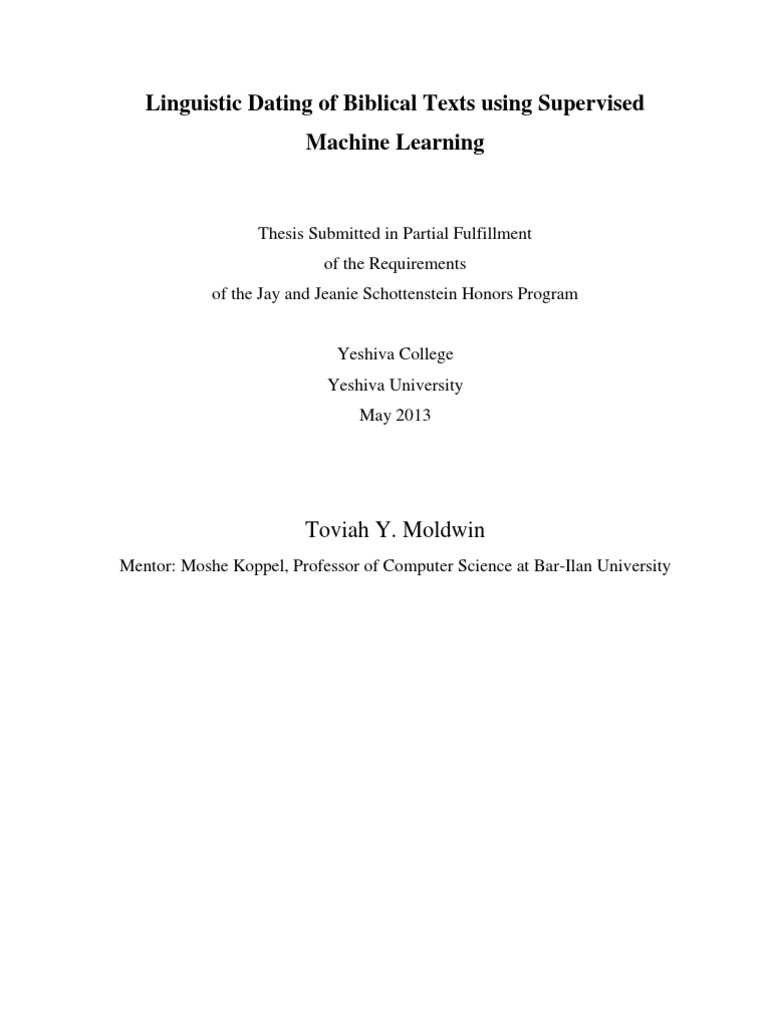 Using Supervised Machine Learning To Linguistically Date Biblical Texts ...