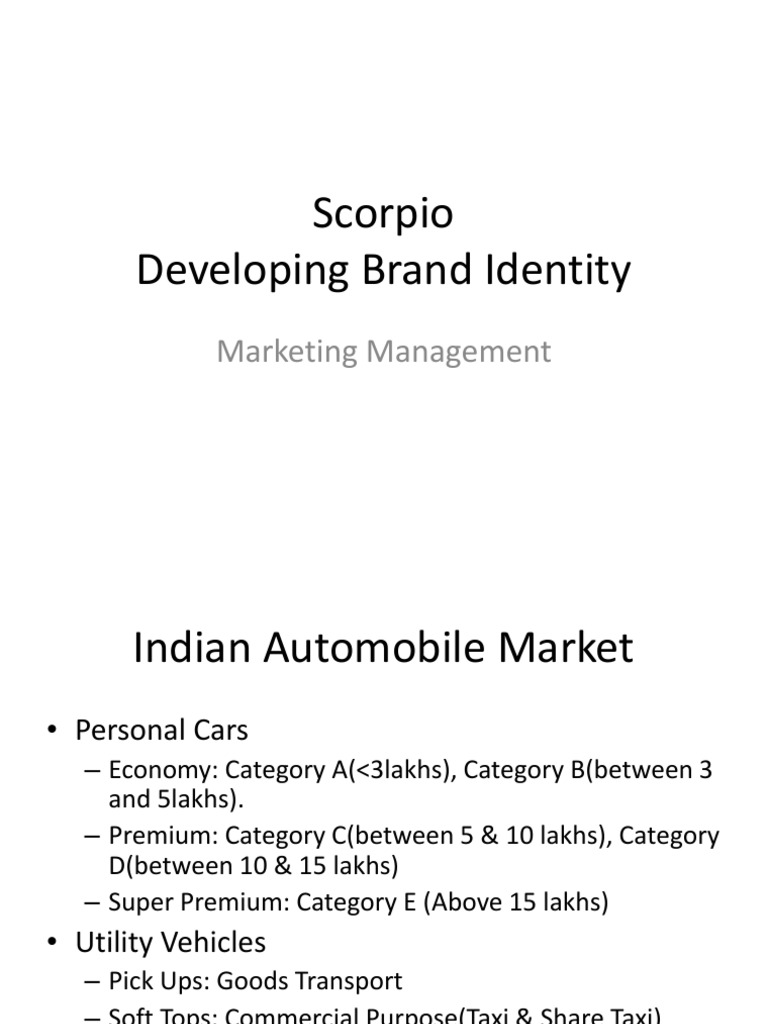 Scorpio Developing Brand Identity: Marketing Management | PDF | Sport ...