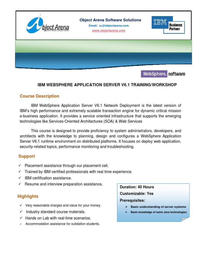 Ibm Websphere Application Server V6.1 Training/Workshop: Course Description | PDF | Service ...