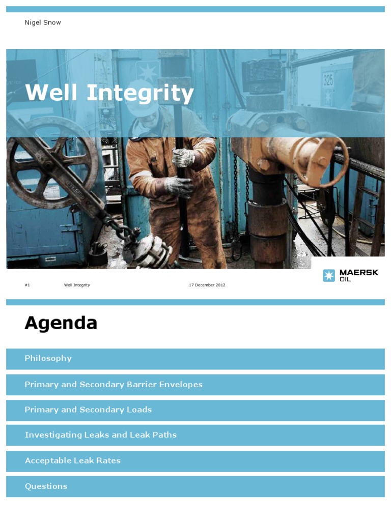 Wells 5 - Maersk Introduction To Well Integrity | PDF | Leak ...