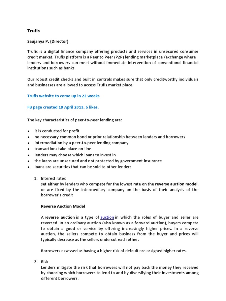 Trufis | PDF | Loans | Service Industries