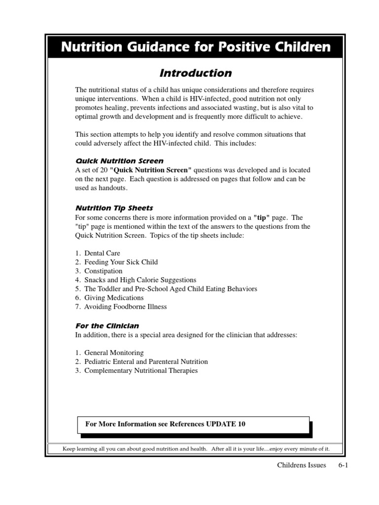 Nutrition Guidance For Positive Children | PDF | Milk | Nutrition