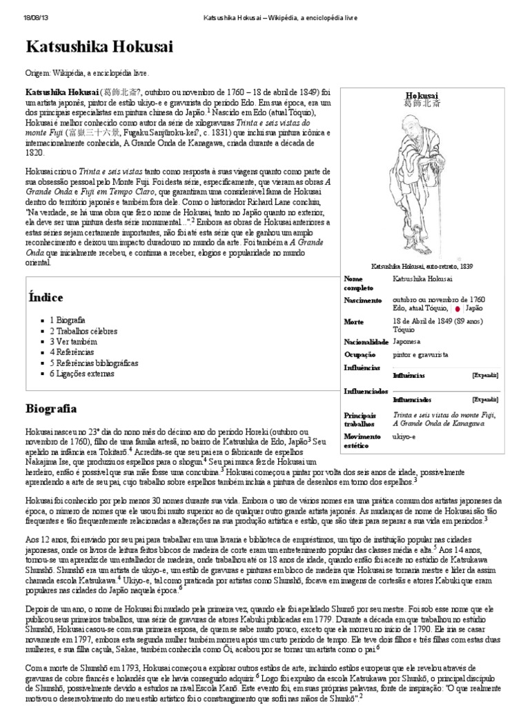 Katsushika Hokusai | PDF | Design de comunicação | Mídia artística