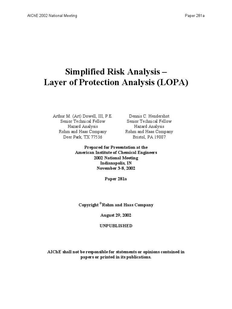 Simplified Risk Analysis (LOPA) | PDF