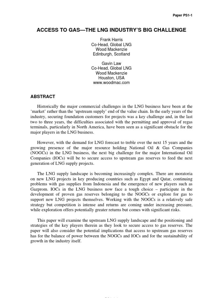 LNG Industry's Upstream Gas Access Challenges | PDF